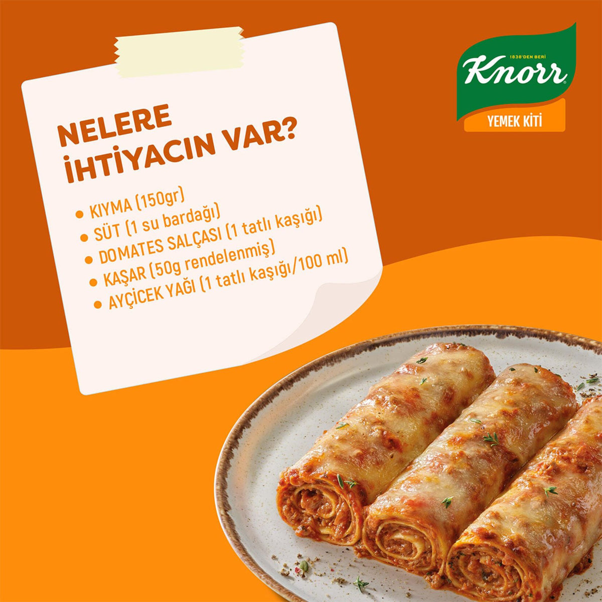 Knorr Meal Kit Lasagna Roll (Lazanya Roll) 6.3 oz (180 G) – Turcamart