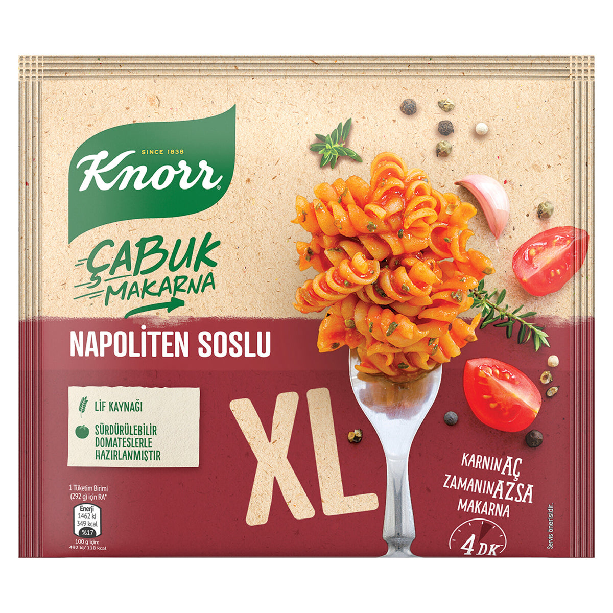 Knorr Instant Pasta XL with Neapolitan Sauce 92G – Turcamart