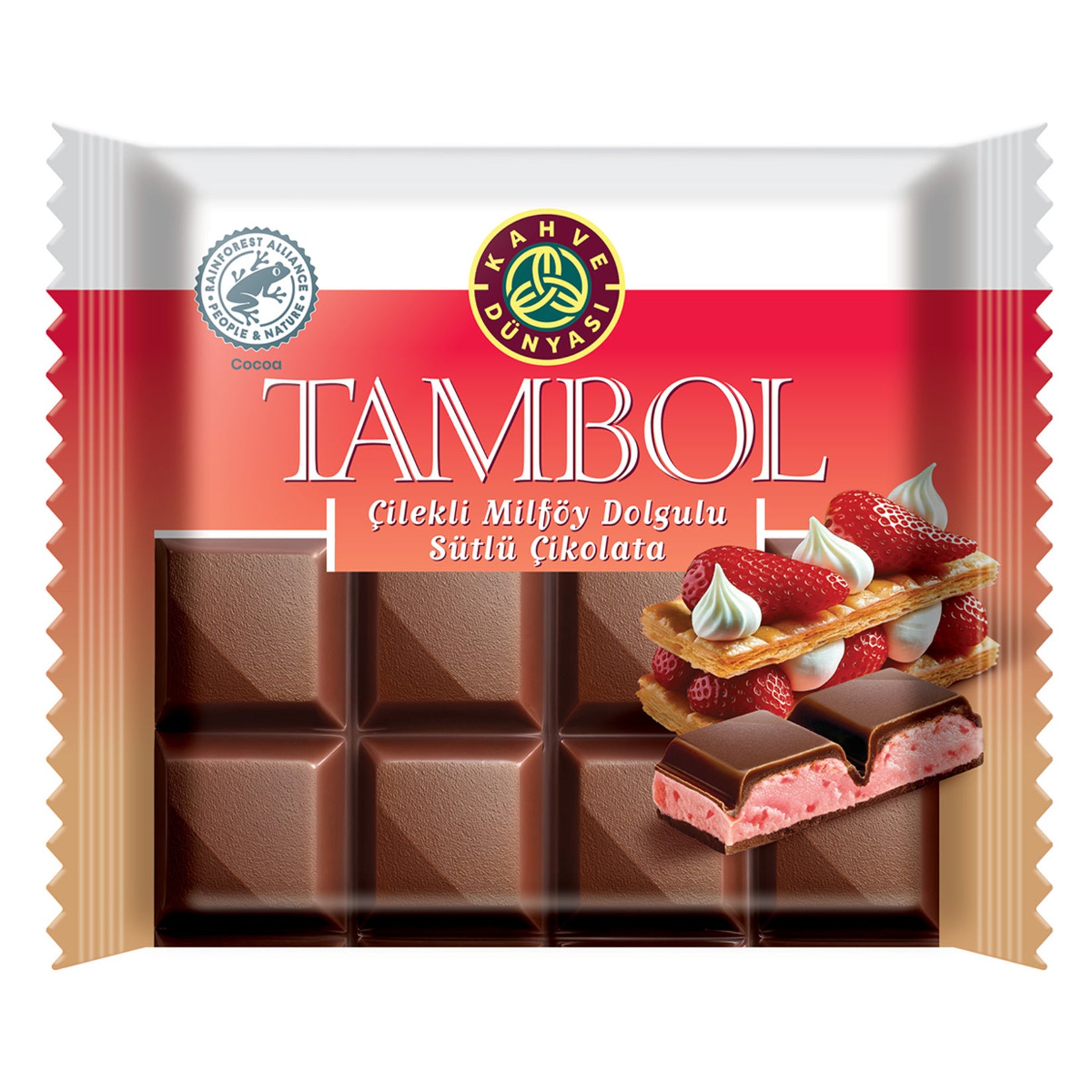 Kahve Dunyasi Tambol Milk Chocolate with Strawberry Puff Pastry Fillin ...