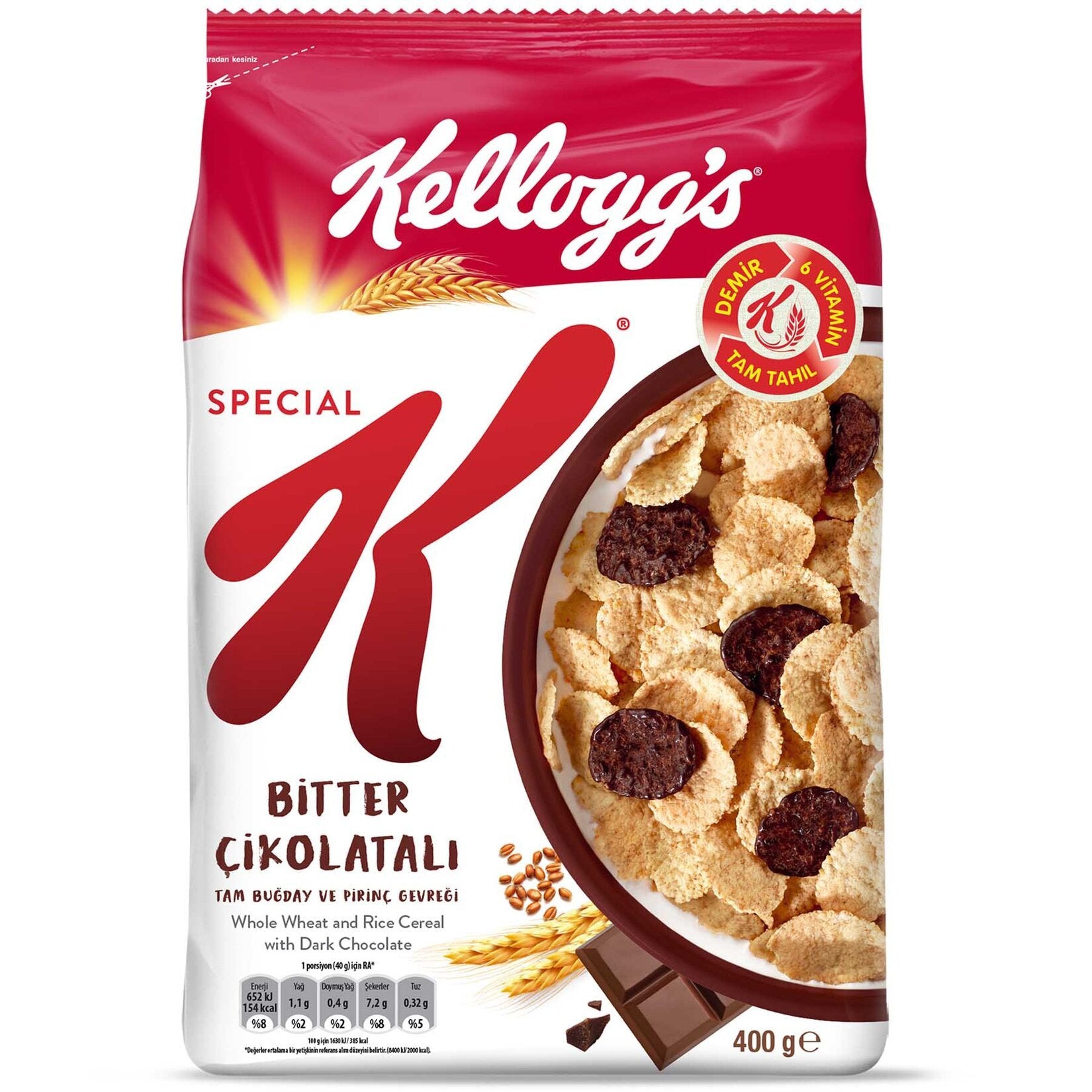 Kellogg's Special K Dark Chocolate Whole Wheat and Rice Cereal 400g – Turcamart