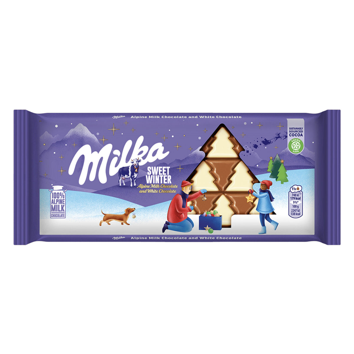 Milka Sweet Winter Chocolate - Milk and White Chocolate Bar 3.5 oz (10 ...