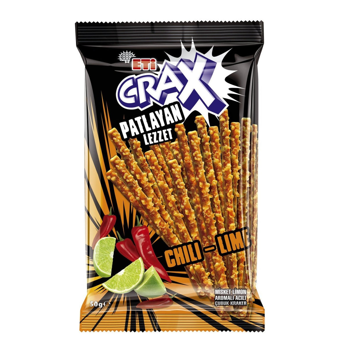 Eti Crax Exploding Flavor Chili Lime Stick Cracker 50 g – Turcamart