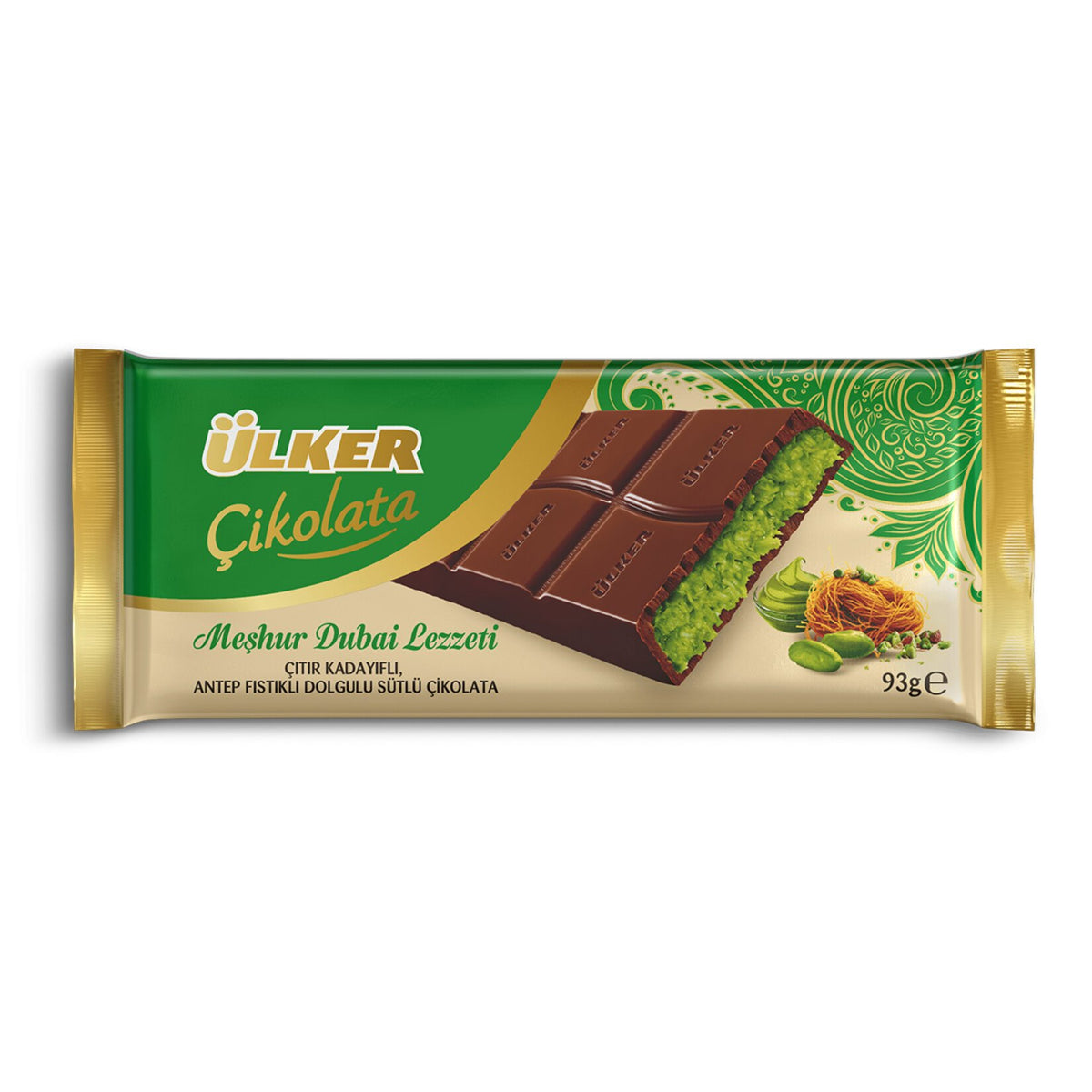 Ulker Dubai Chocolate with Kadayif Kunafa Pistachio 3.2 oz (93 G ...